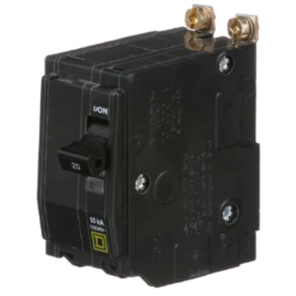 Interruptor termomagnetico QOB, 2 polos, 20A, 10kA, 120-240V, atornillable, color negro ...