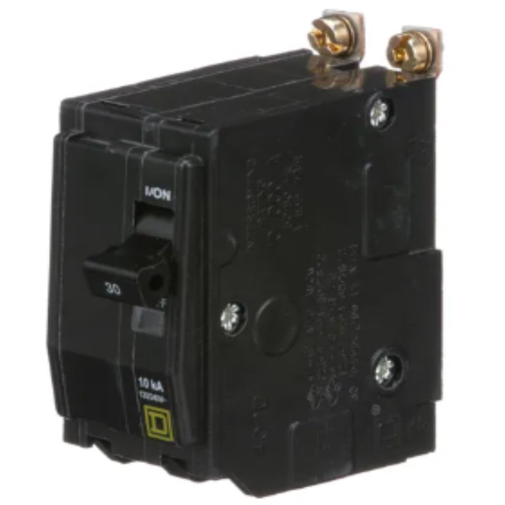 Interruptor termomagnetico QOB, 2 polos, 30A, 10kA, 120-240V, atornillable, color negro ...