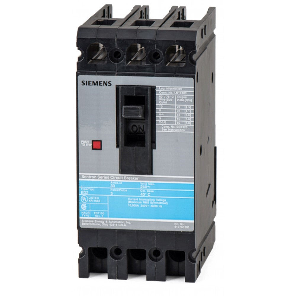 Interruptor termomagnetico ED23B070MX, 240V, 3X70A, SIEMENS. – Lumi Material Electrico