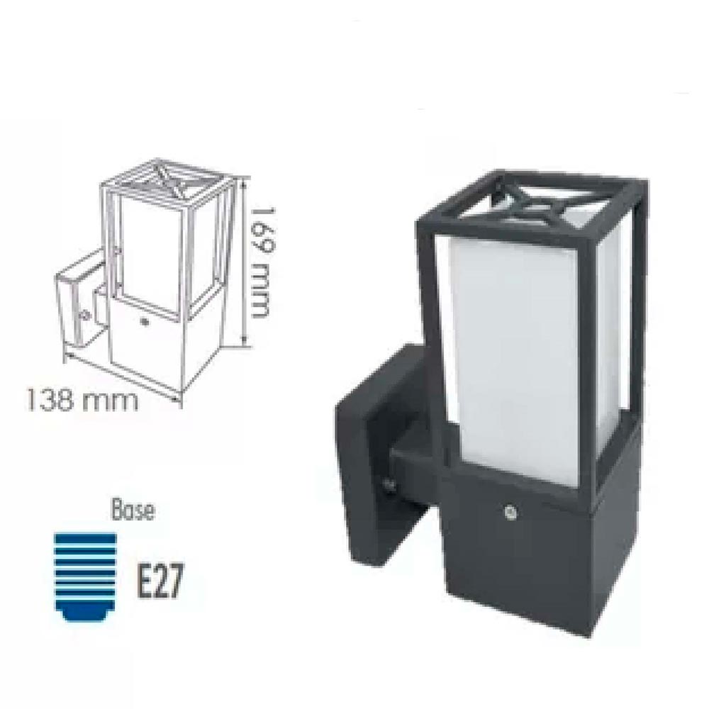 Arbotante Cuadrado con Base E27 Gaeta 11W – Lumi Material Electrico