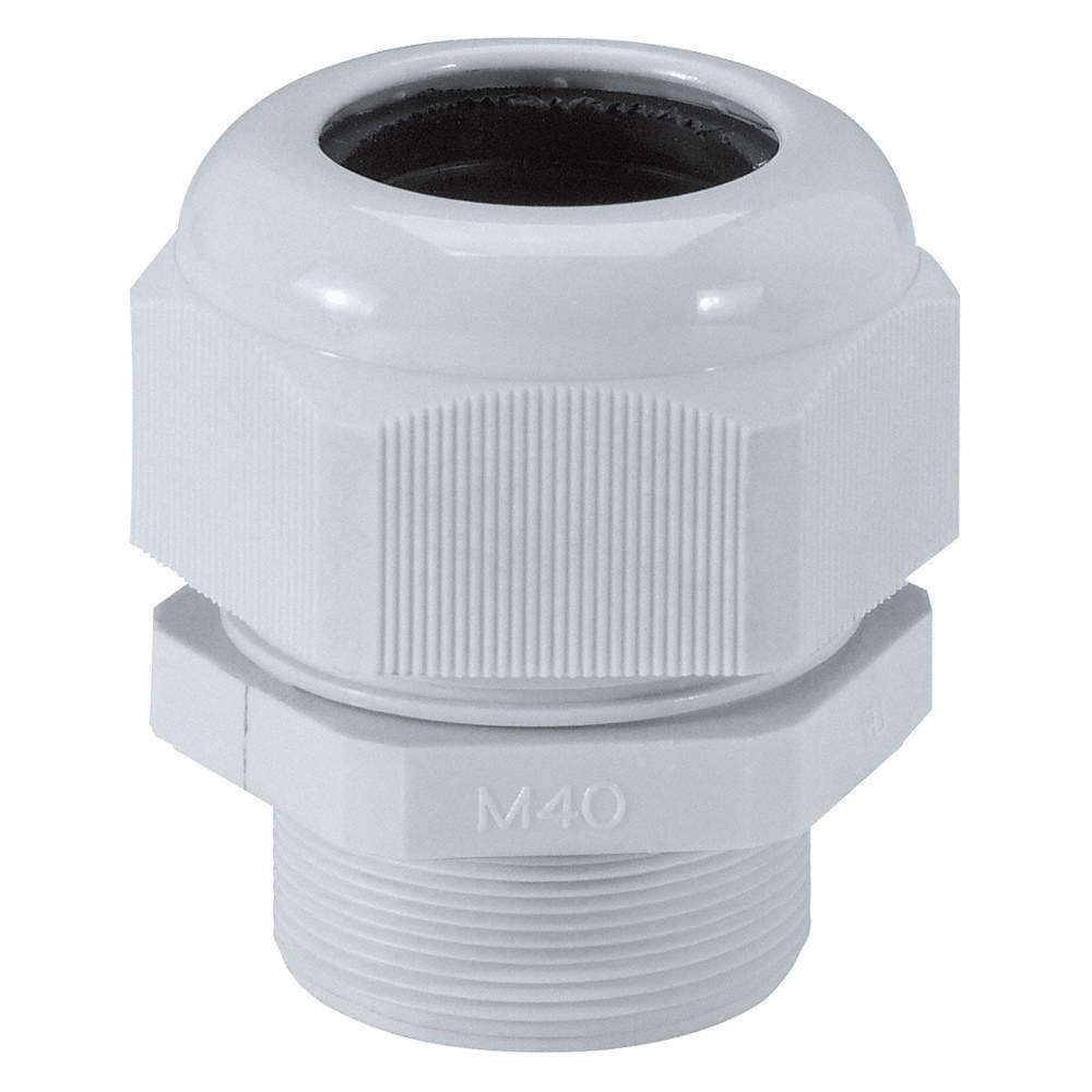 Conector glandula pared gruesa, rosca PG42, serie RAL7001. – Lumi Material Electrico