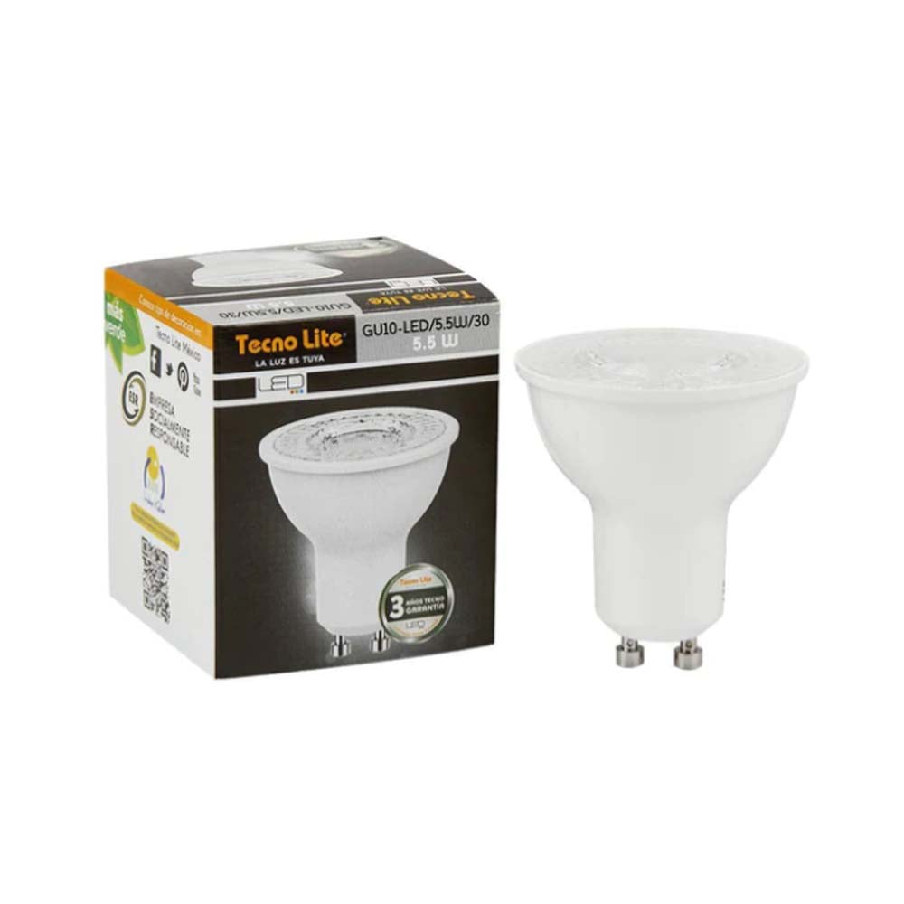 Foco LED de 5.5 W tipo MR de base GU10-LED/5.5W/30 Tecnolite – Lumi Material Electrico