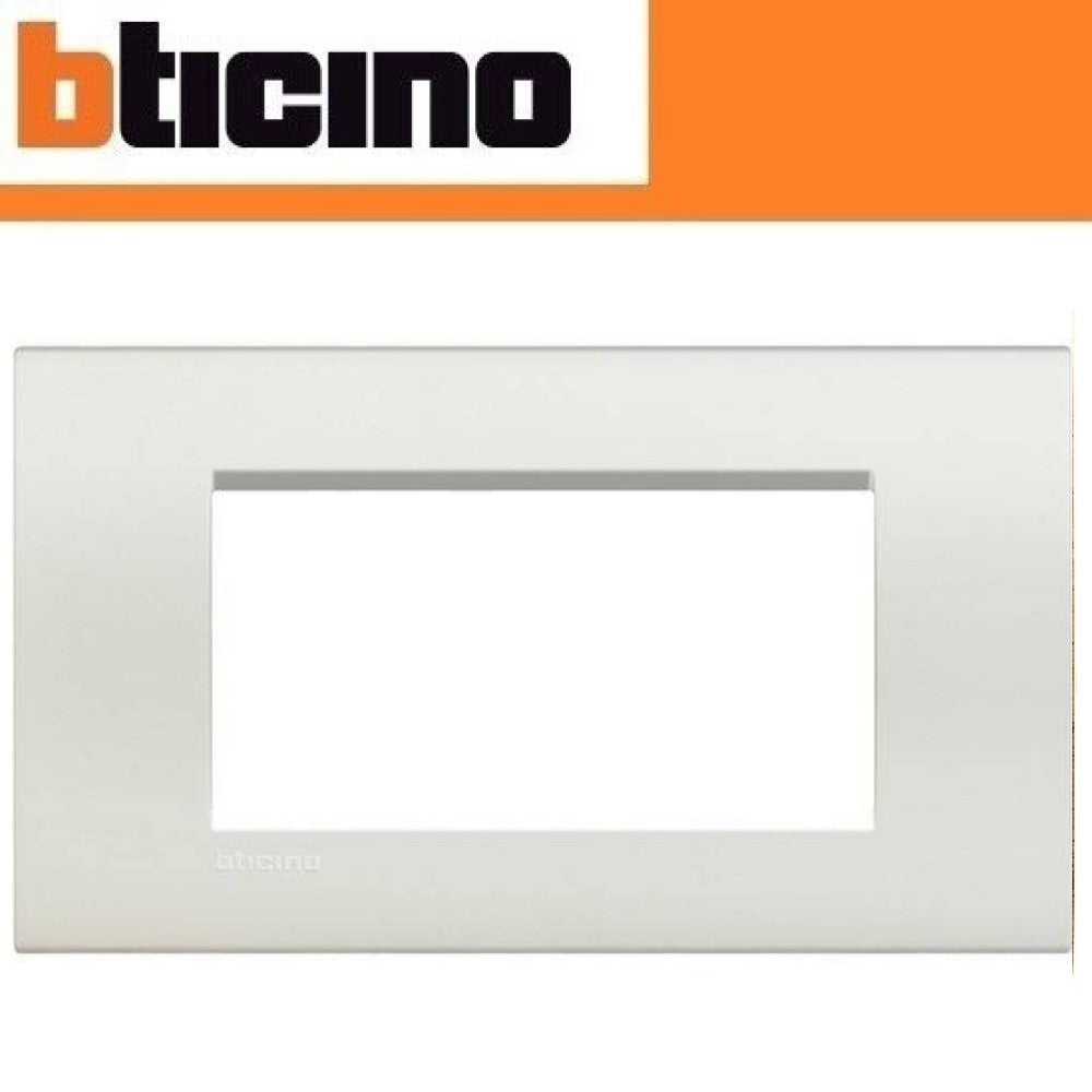 Placa rectangular color blanco 4 modulos, marca BTICINO. – Lumi ...