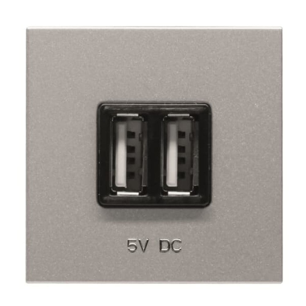 Cargador USB de doble puerto, 2x750mA, 5V, para 2 modulos, color plata, ESTEVEZ. – Lumi Material ...
