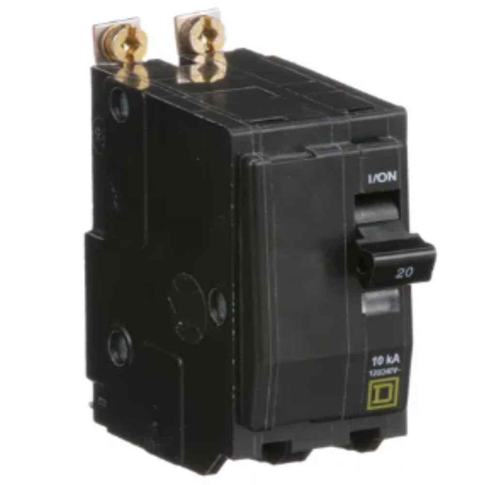 Interruptor termomagnetico QOB, 2 polos, 20A, 10kA, 120-240V, atornillable, color negro ...
